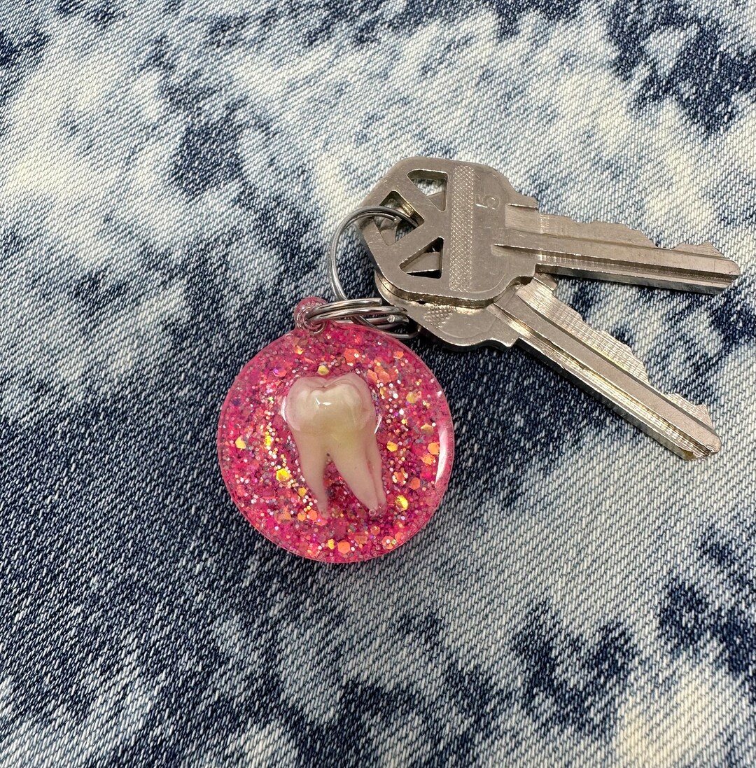 Real Human Tooth Keychain Tooth Keychain Glitter Human Tooth - Etsy