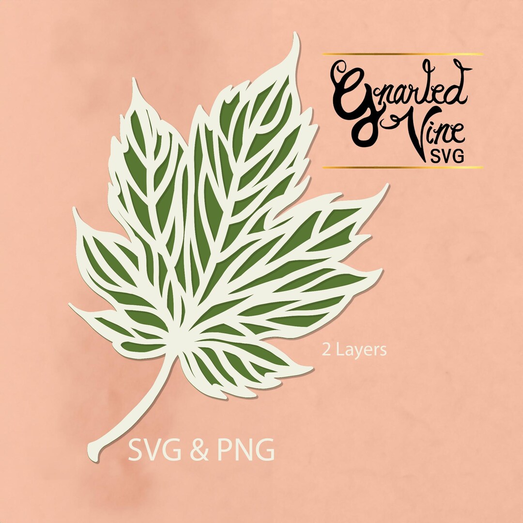 Maple Leaf SVG PNG for Laser Cutting and Cricut - 2-layer Leaf Design ...