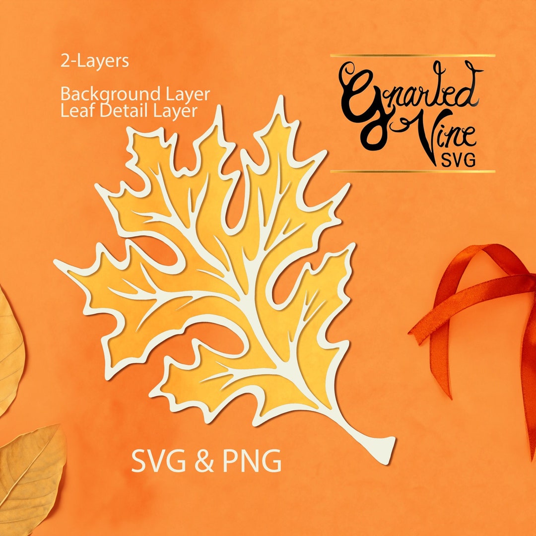 Autumn Fall Oak Leaf Svg Png 2 Layer Digital Instant Download Cricut Laser Cut File Or Engraving
