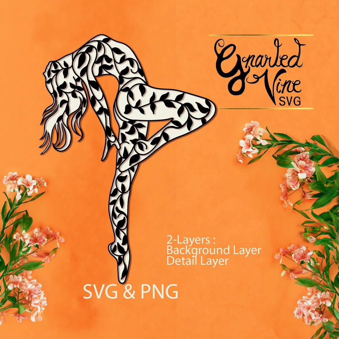 Dancer SVG PNG Ballet Fitness Cricut Laser Cut File for T-shirts Cards ...