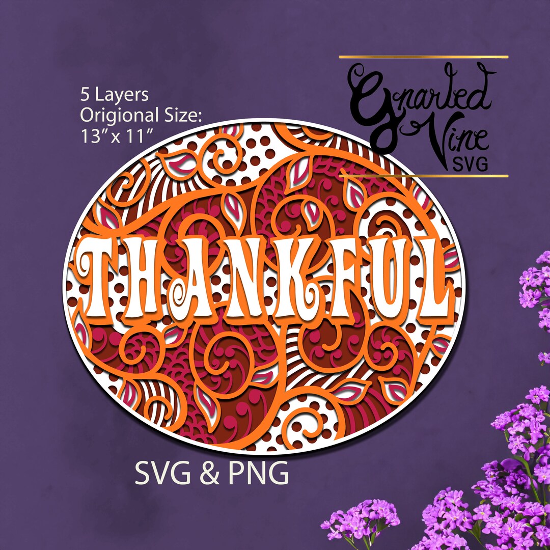 Fall Thankful Sign SVG PNG Digital Cut File 5 Layers for Lasers ...