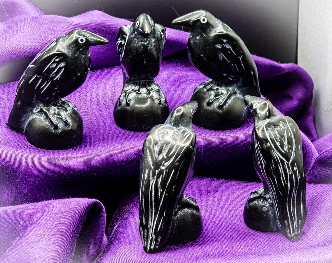 Obsidian Raven, Obsidian Crow, Halloween Playful Clever - Etsy