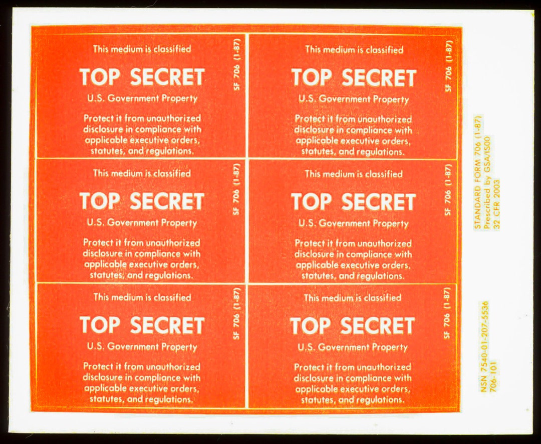 US Government TOP SECRET Property Stickers 1 Sheet 6 Stickers Authentic ...