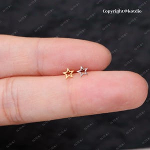 20G/18G/16G Titanium Open Star Threadless Push Pin Labret, Star Flat ...