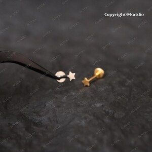 20G/18G/16G Titanium Star Threadless Push Pin Labret, Tiny Star Flat ...