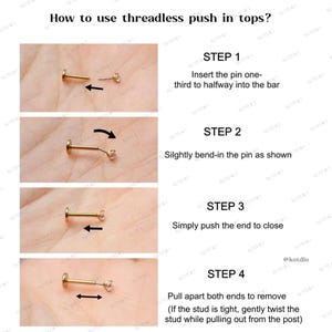 20G/18G/16G Titanium Cz Threadless Push Pin Labret, Kite Cz Flat Back Earring, Cartilage Stud ...