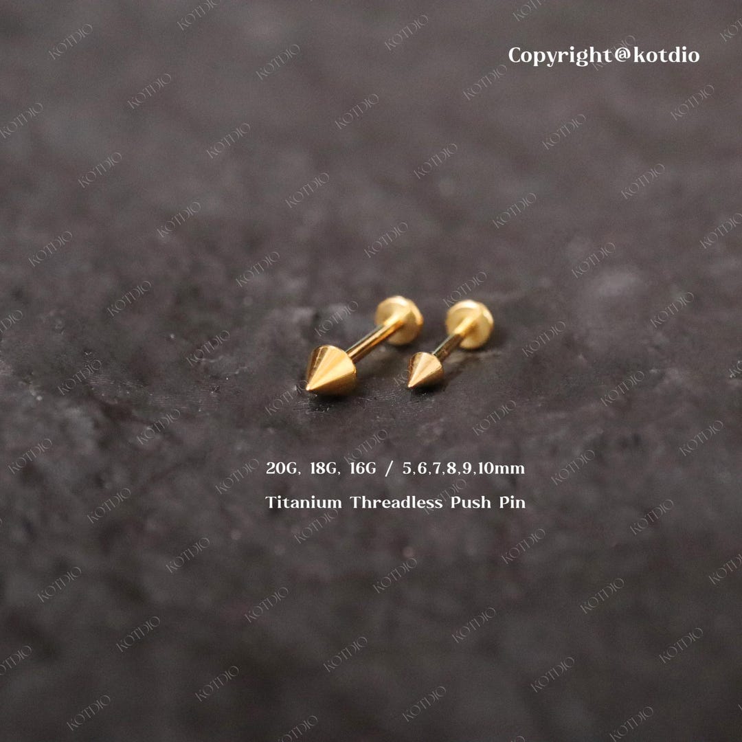 20G/18G/16G Tiny Spike Titanium Flat Back Earring, Threadless Push Pin ...