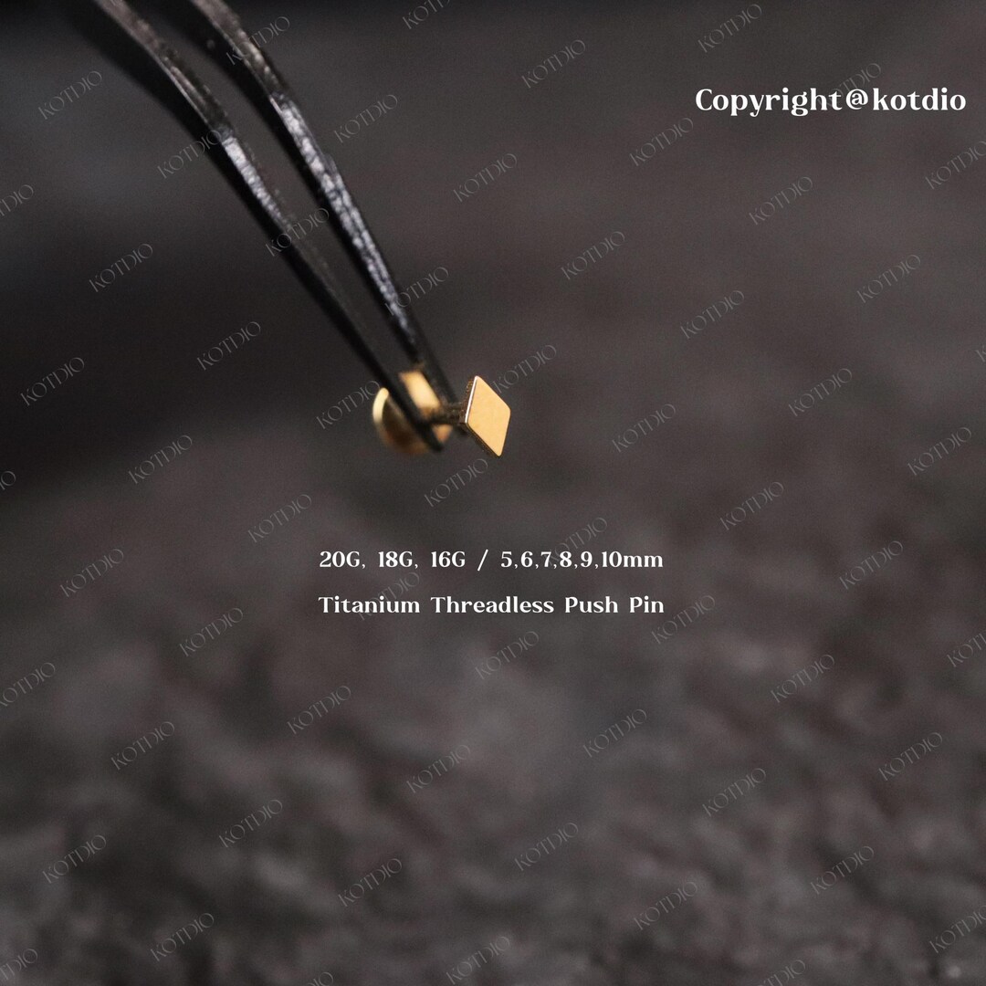 20G/18G/16G Rhombus Titanium Threadless Push Pin Labret, Flat Back ...