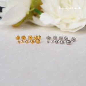 20G/18G/16G Titanium Bead Threadless Push Pin Labret, Ball Flat Back ...