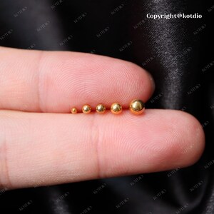 20G/18G/16G Titanium Bead Threadless Push Pin Labret, Ball Flat Back Earring, Small Gold Stud ...