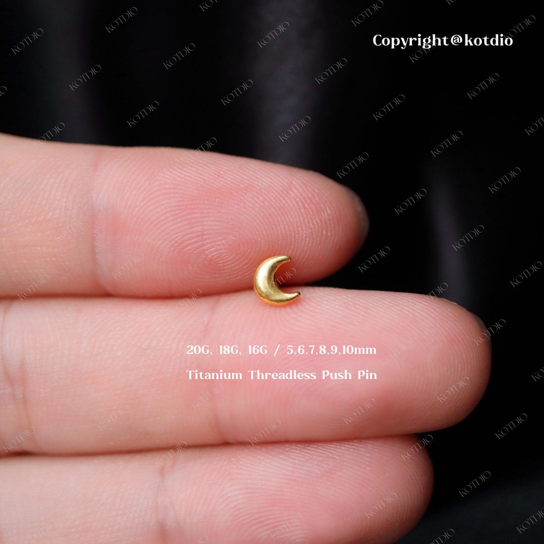 20G/18G/16G Titanium Crescent Moon Threadless Push Pin Labret, Flat ...