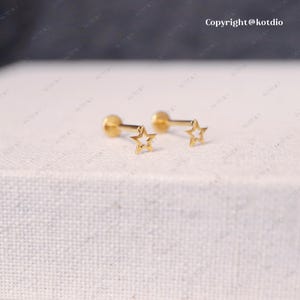 20G/18G/16G Titanium Open Star Threadless Push Pin Labret, Star Flat ...