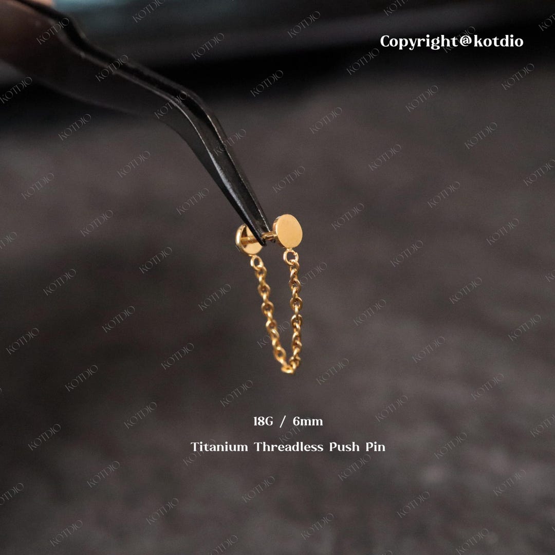 18G Titanium Threadless Helix Disc Chain Push Pin Stud, Circle Flat ...