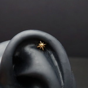20G/18G/16G Titanium Star Threadless Push Pin Labret, Starburst Flat ...