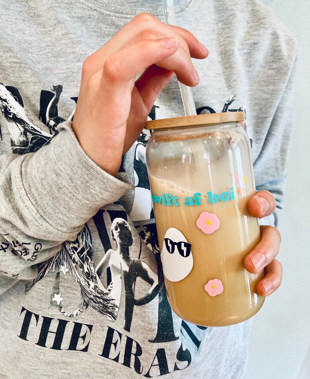 Taylor Swift Ghost-themed Glass Latte Jar 16oz Glass With Lid - Etsy