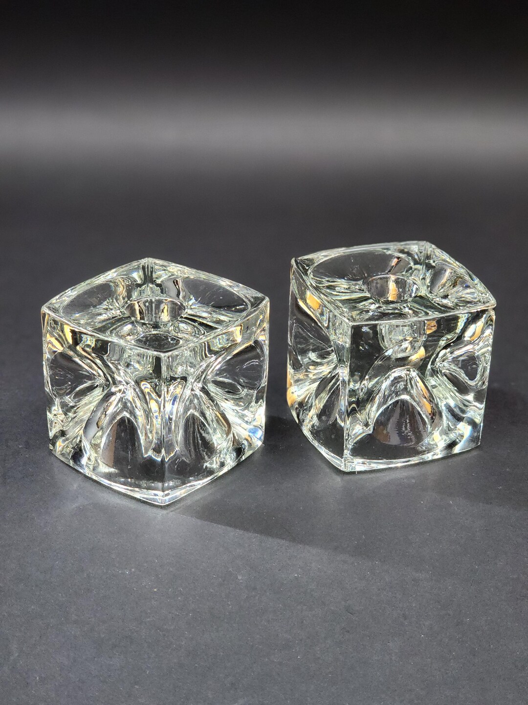 MCM Ice Cube Candle Holders Block Candleholders - Rudolf Jurnikl Sklo ...