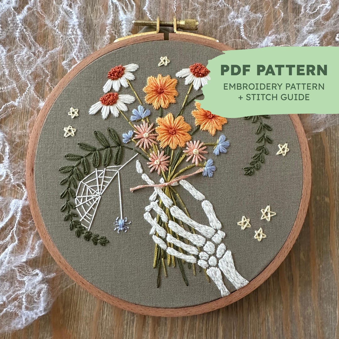 Halloween Hand Embroidery Pattern | Bouquet From Beyond | Intermediate ...