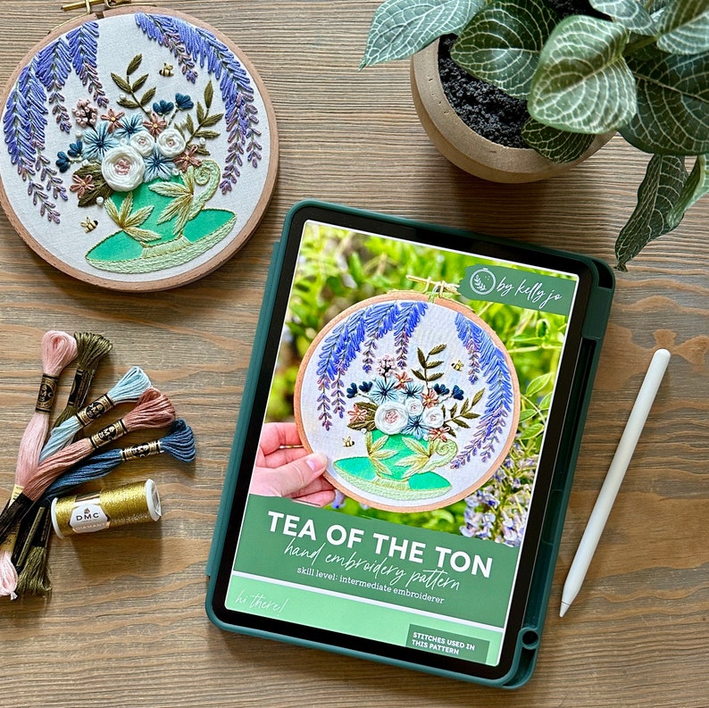 Bridgerton Embroidery Pattern Tea of the Ton Intermediate Embroidery ...