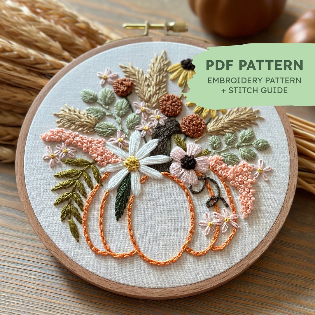 Fall Hand Embroidery Pattern | Autumn Harvest | Intermediate Embroidery ...