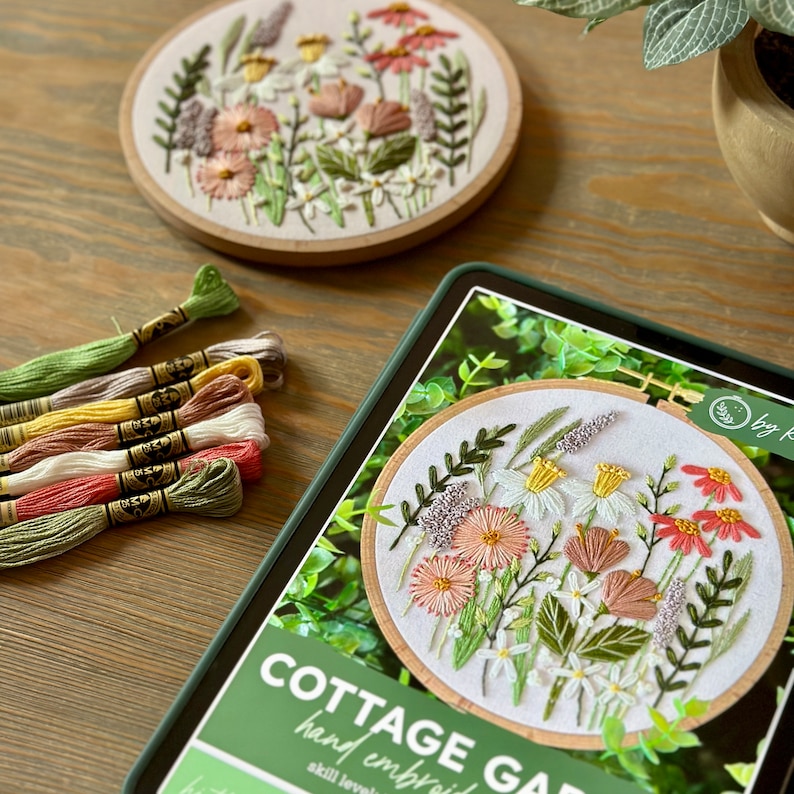Floral Hand Embroidery Pattern Cottage Garden Intermediate Embroidery ...