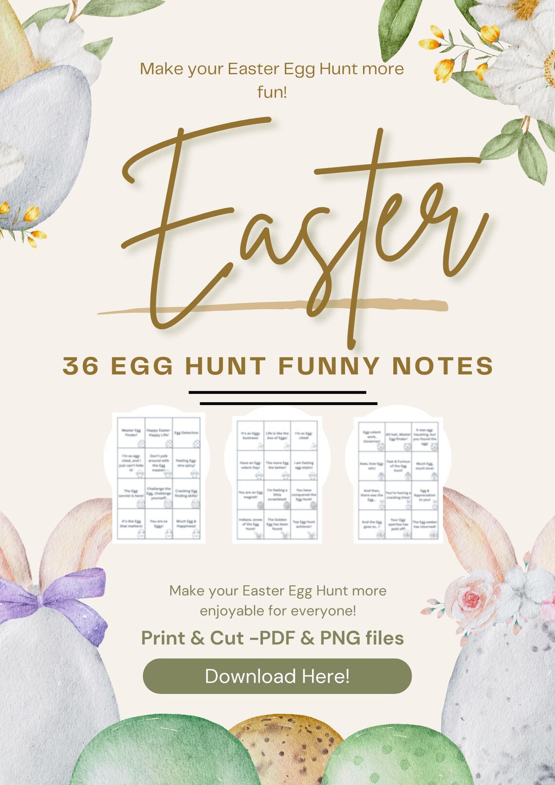 36 Easter Egg Hunt Funny Notes - Printable as Notes or Stickers - Etsy