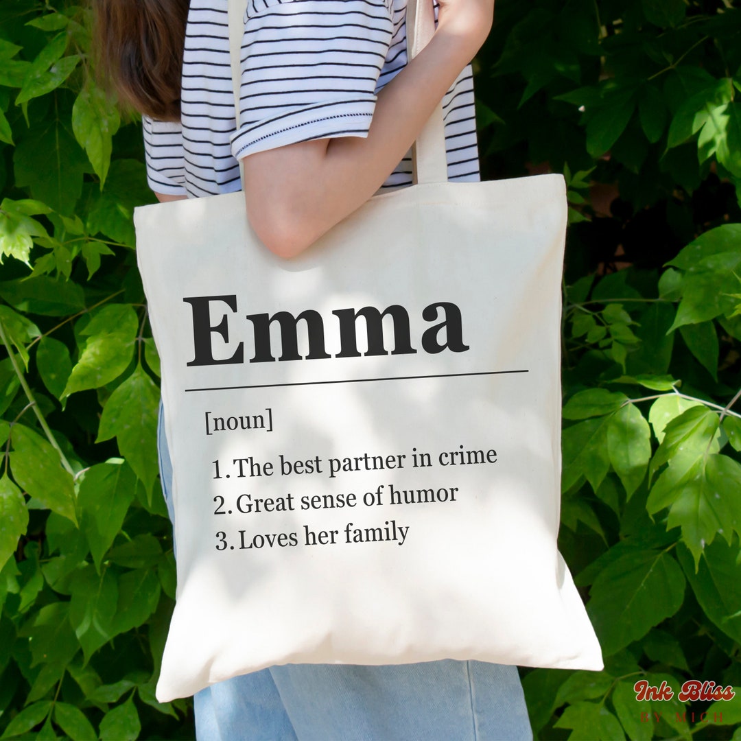 Name Definition Tote Bag, Personalized Name Meaning Bag, Custom Name ...