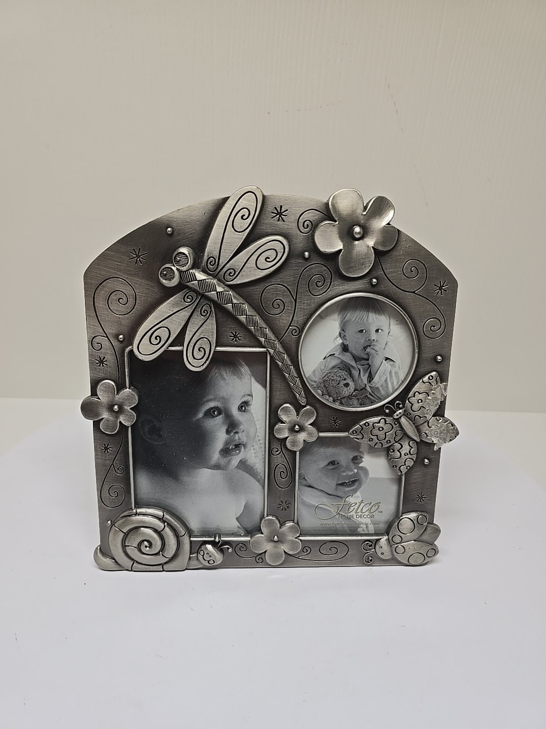 Fetco Home Decor 3 Opening Collage 3D Baby Bugs Pewter Frame Dragonfly ...