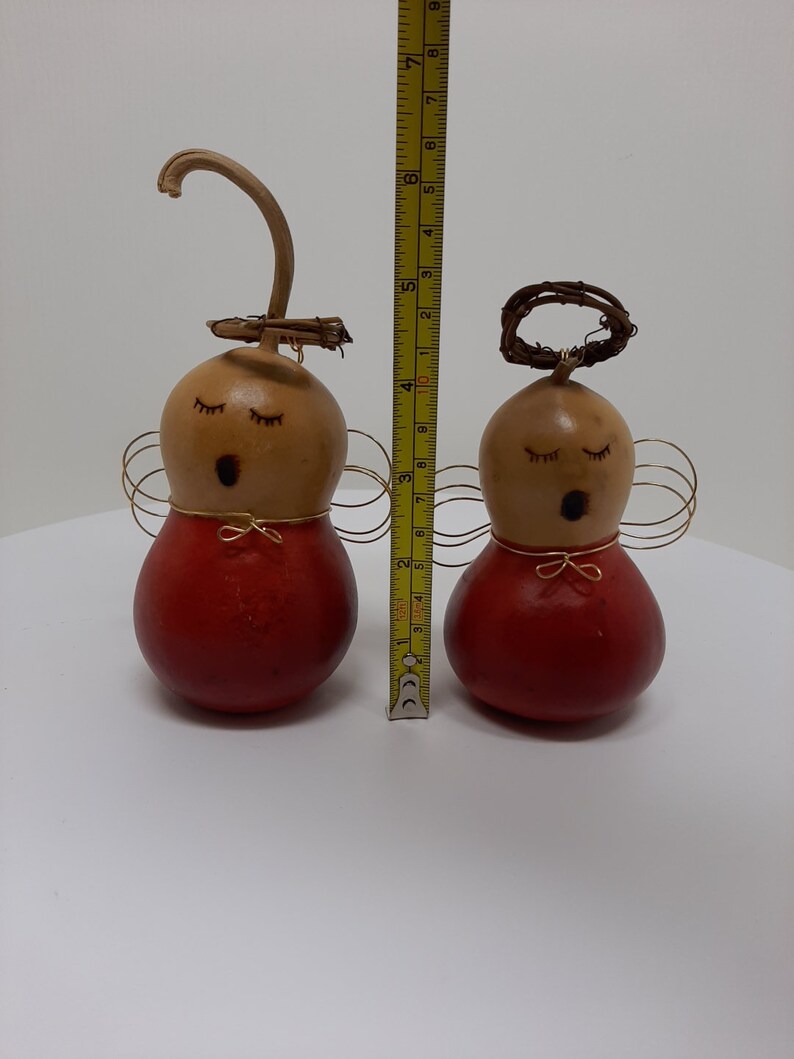Vintage Set of 2 Handmade Gourd Angels Singing Metal Wings Halos A3 - Etsy
