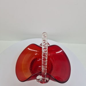 Vintage Fenton Mid Century Ruby Red & Clear Ribbed Glass Art Decor ...