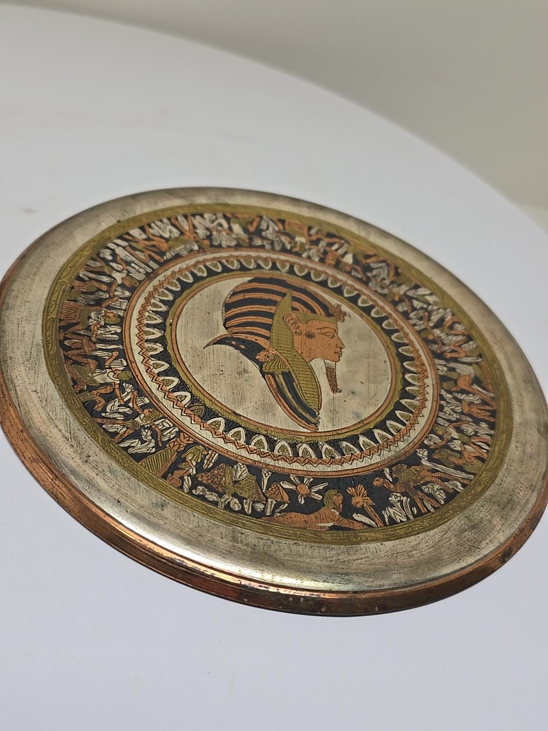 Vtg Egyptian Decorative Plates - Handcrafted Brass With Pharaonic ...