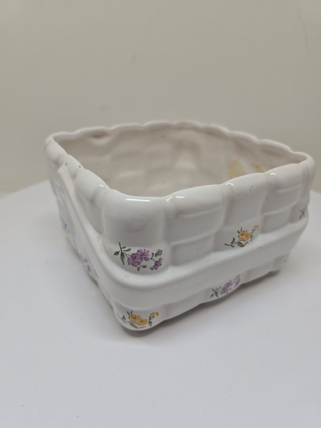 Vtg Teleflora Ceramic Planter Container Basket Floral Embellishment ...
