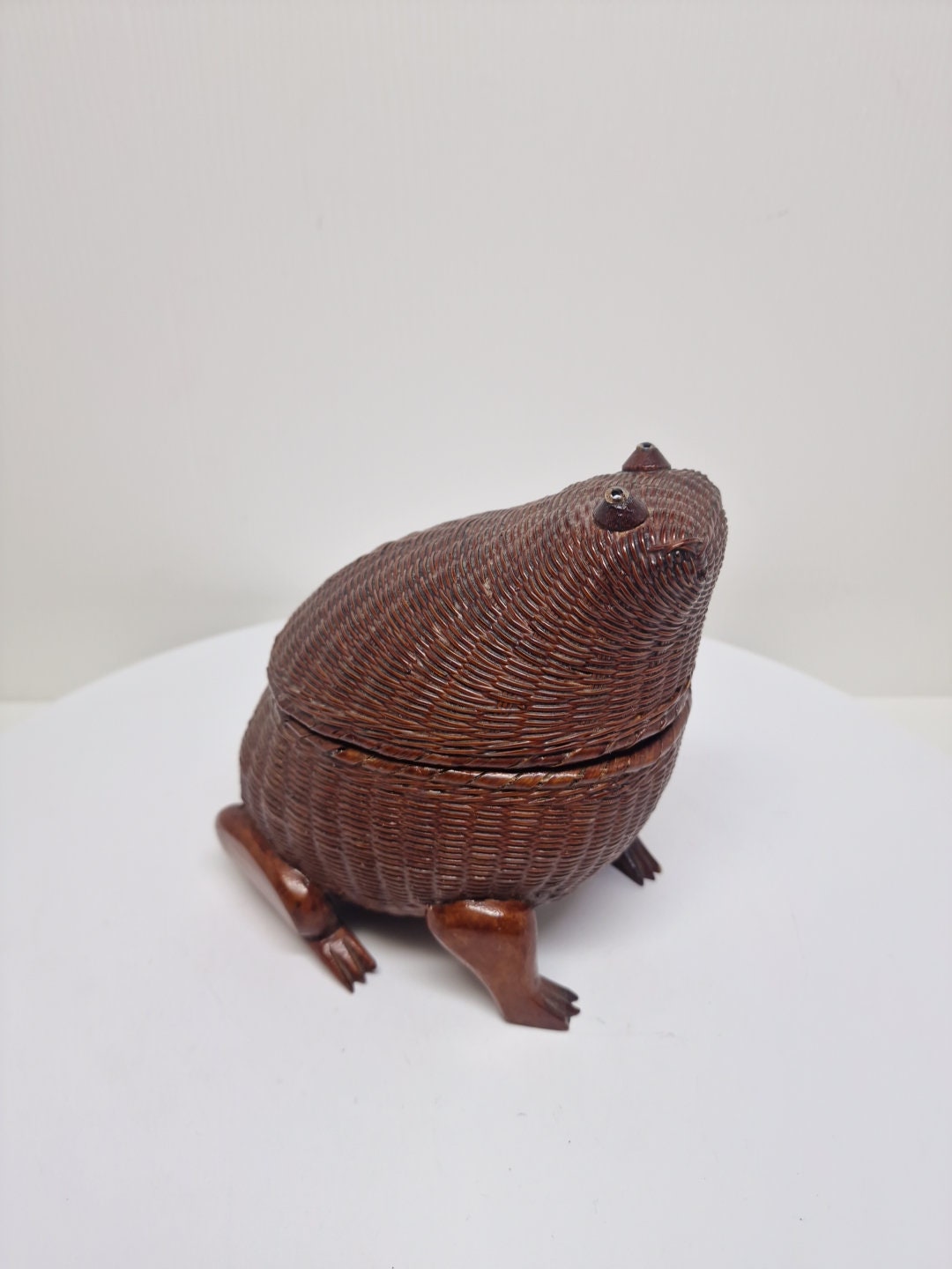 Vintage 60's Chinese Wicker Frog Toad Box Zhejiang Handicraft Rattan ...