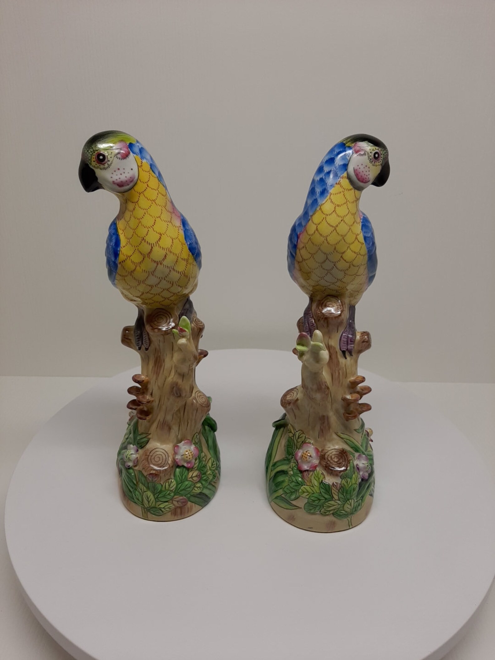 2 Vintage Bird Figurine Andrea by Sadek Pair Tropical Parrot Porcelain ...
