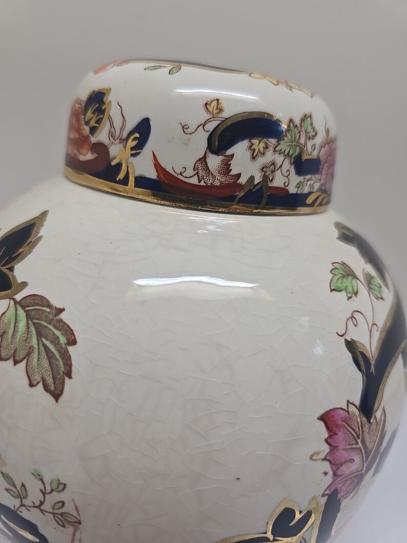 Set of 2 Masons Ironstone Blue Mandalay Pattern Prunus Jar Hand Painted ...