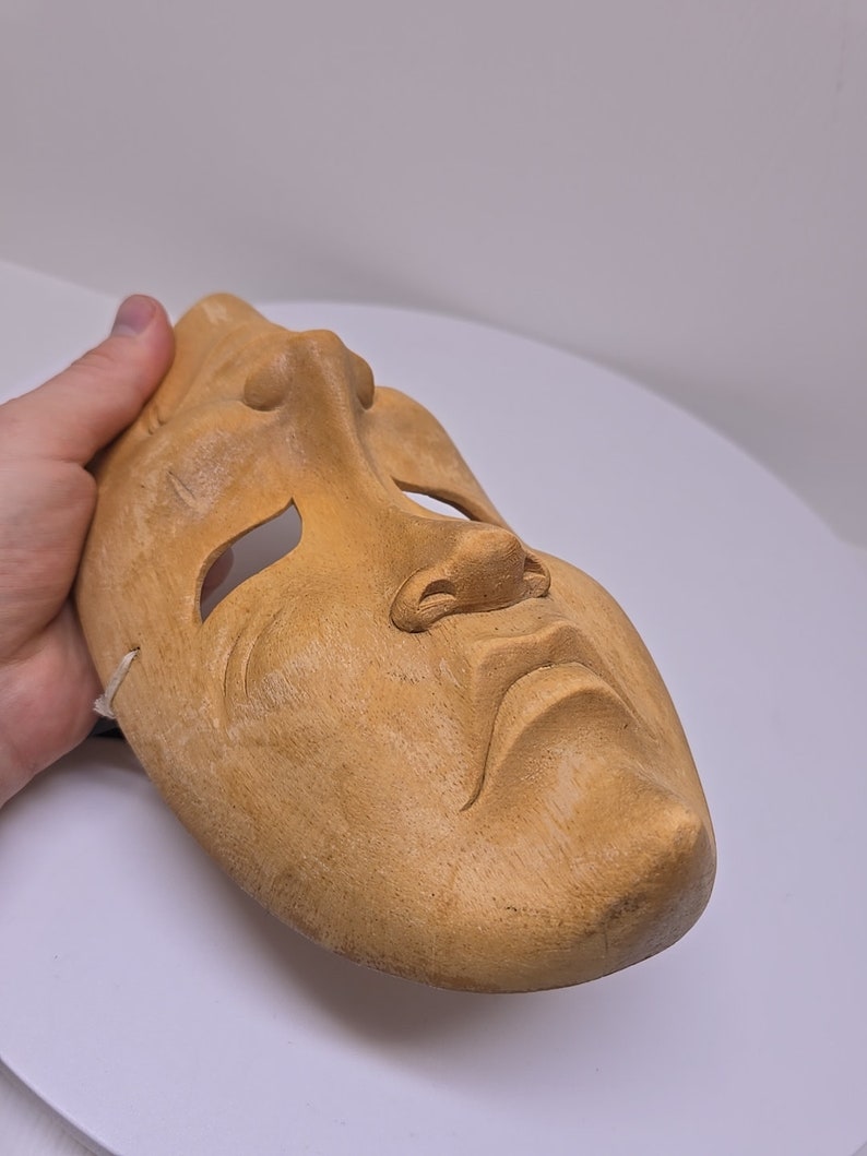 Comedy Tragedy Mask Hand Carved Wood Wall Decor Thatcher Effect D47 - Etsy