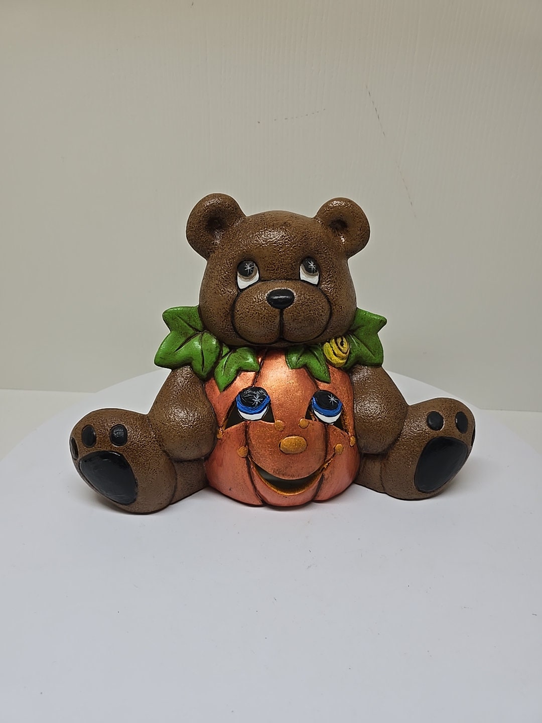 Vintage Hand Painted Ceramic Halloween Pumpkin Bear With Light D35 - Etsy