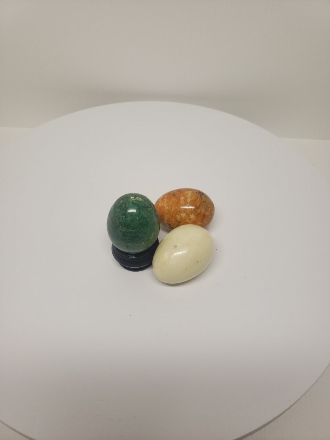 Vintage Marble Alabaster Granite Stone Eggs Lot of 3 - Green,orange ...