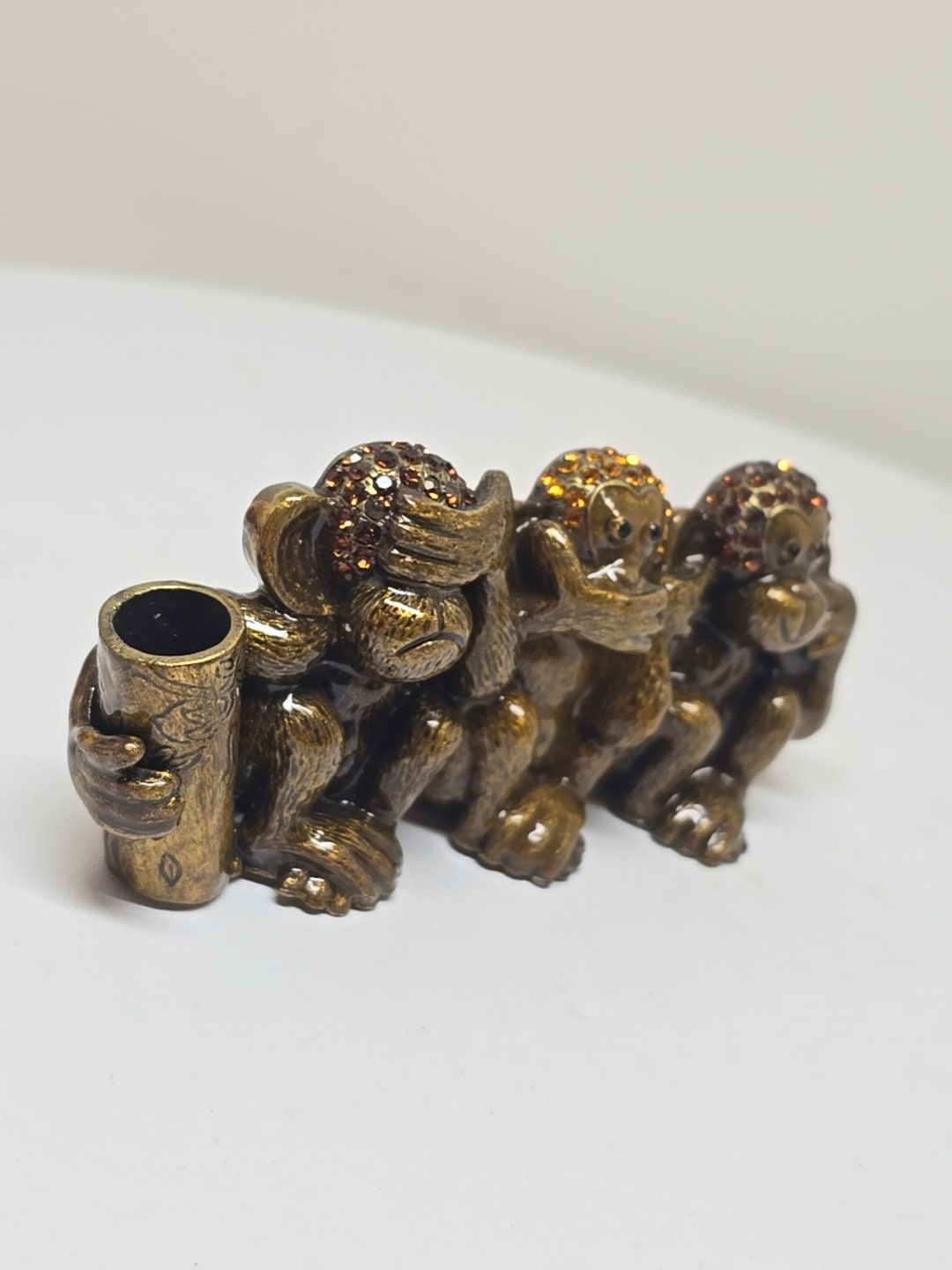 Three Jeweled Monkeys Pen and Note Holder - Desk Set Piece - Scarce D51 ...