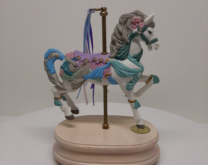 Vintage Carousel Horse Ceramic Music Box Mardi Gras by Prettique 8"h ...