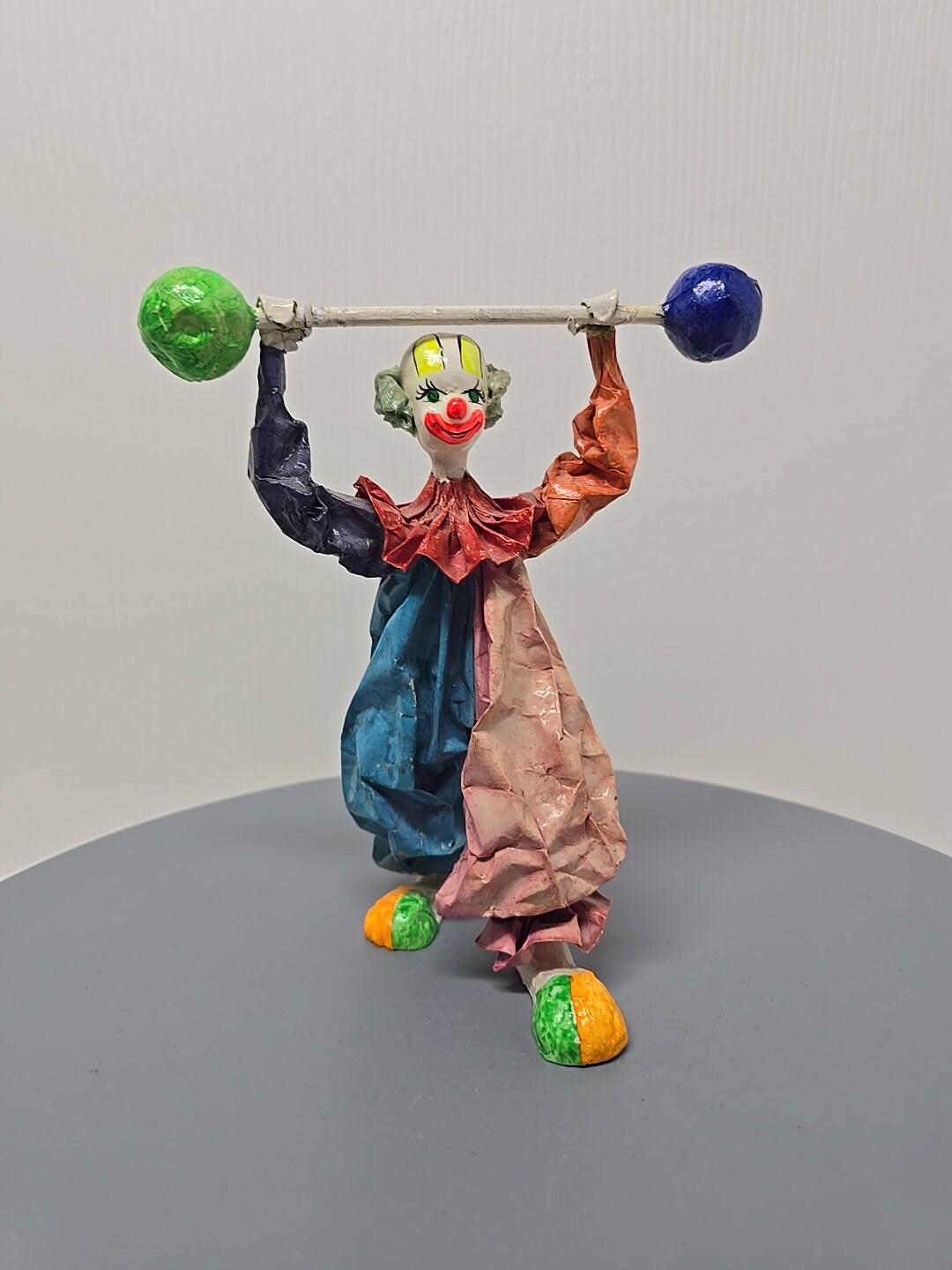 Vintage Paper Mache Clown Figurine Powerlifter Gym Clown, Gift for Gym ...