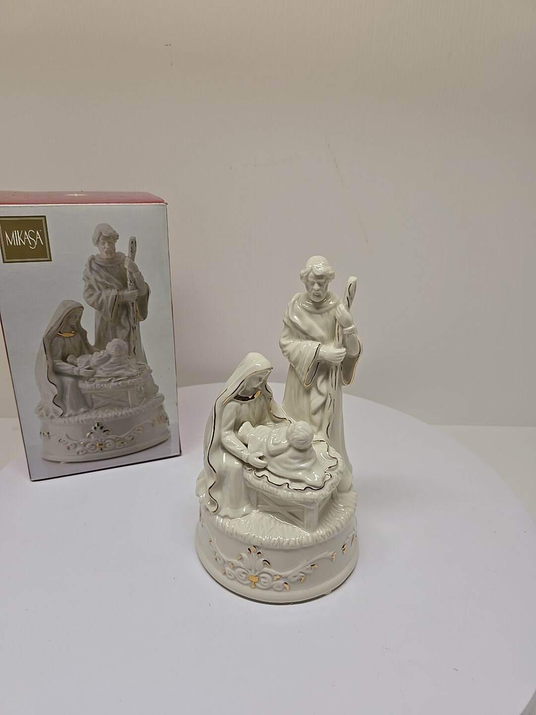 Vtg Mikasa Nativity Holy Family Nativity Christmas Music Box Silent ...