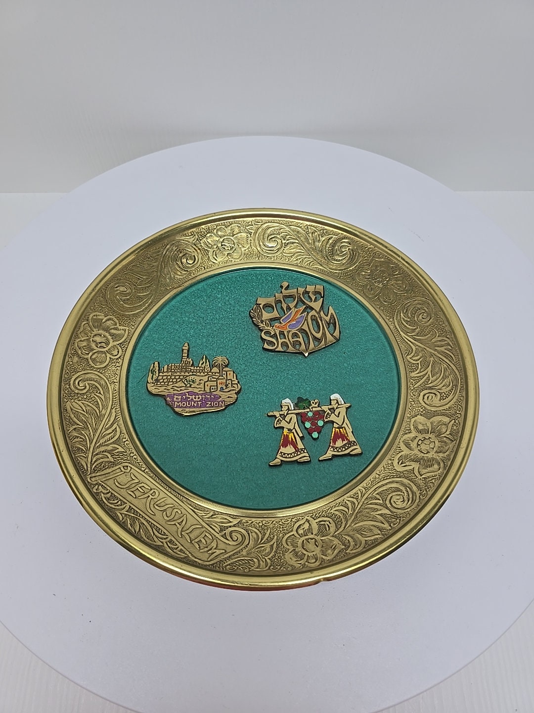 Vintage Brass / Enamel Wailing Wall Plate, JERUSALEM, ISRAEL Wall ...