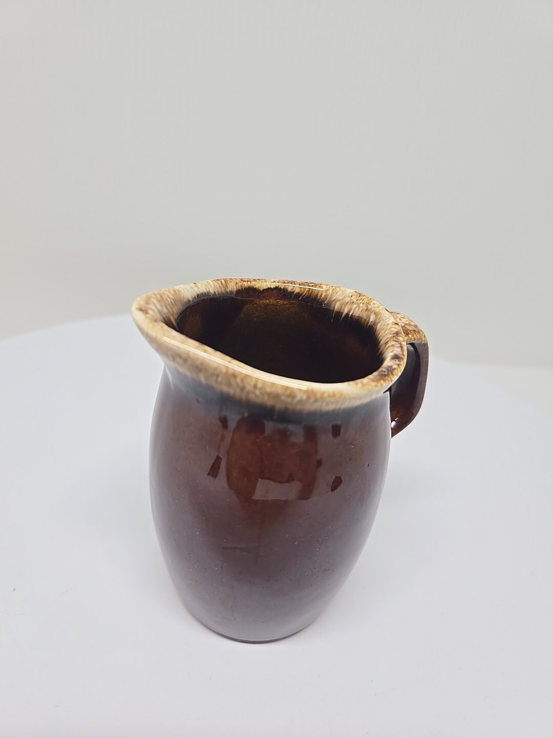 Vintage HULL Pottery Syrup Creamer Pitcher Brown Drip Glaze USA Oven ...