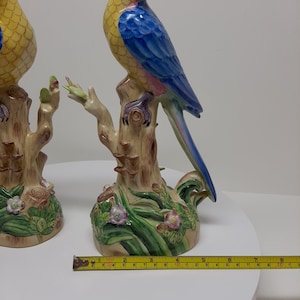 2 Vintage Bird Figurine Andrea by Sadek Pair Tropical Parrot Porcelain ...