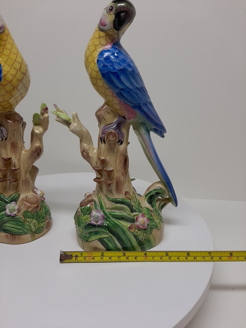 2 Vintage Bird Figurine Andrea by Sadek Pair Tropical Parrot Porcelain ...