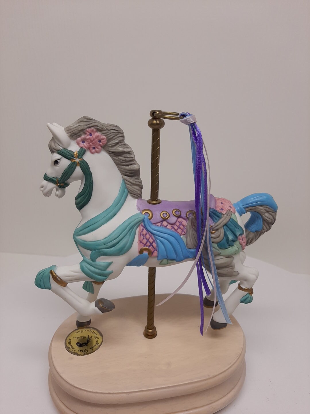 Vintage Carousel Horse Ceramic Music Box Mardi Gras by Prettique 8h D40 ...