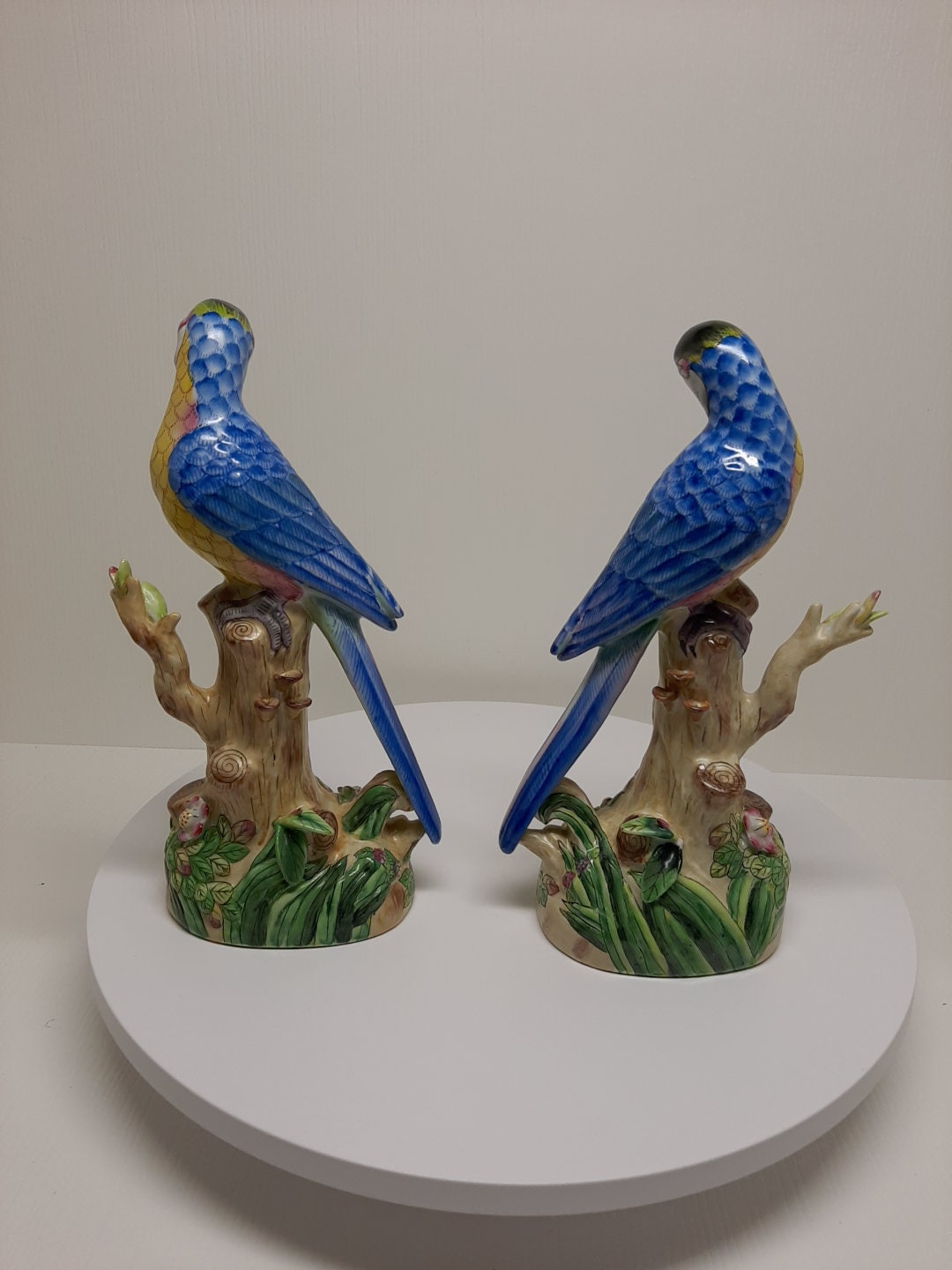 2 Vintage Bird Figurine Andrea by Sadek Pair Tropical Parrot Porcelain ...