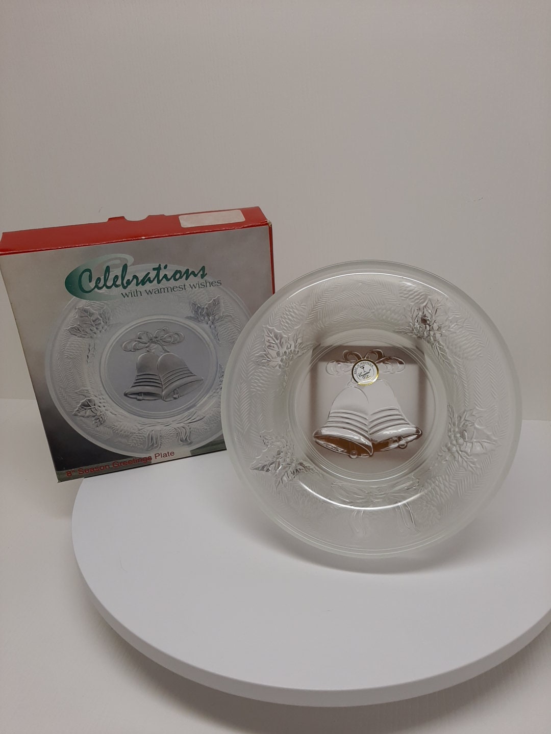 Frosted Season Greetings Plate 8"d Crystal Clear Celebrations #312638 ...