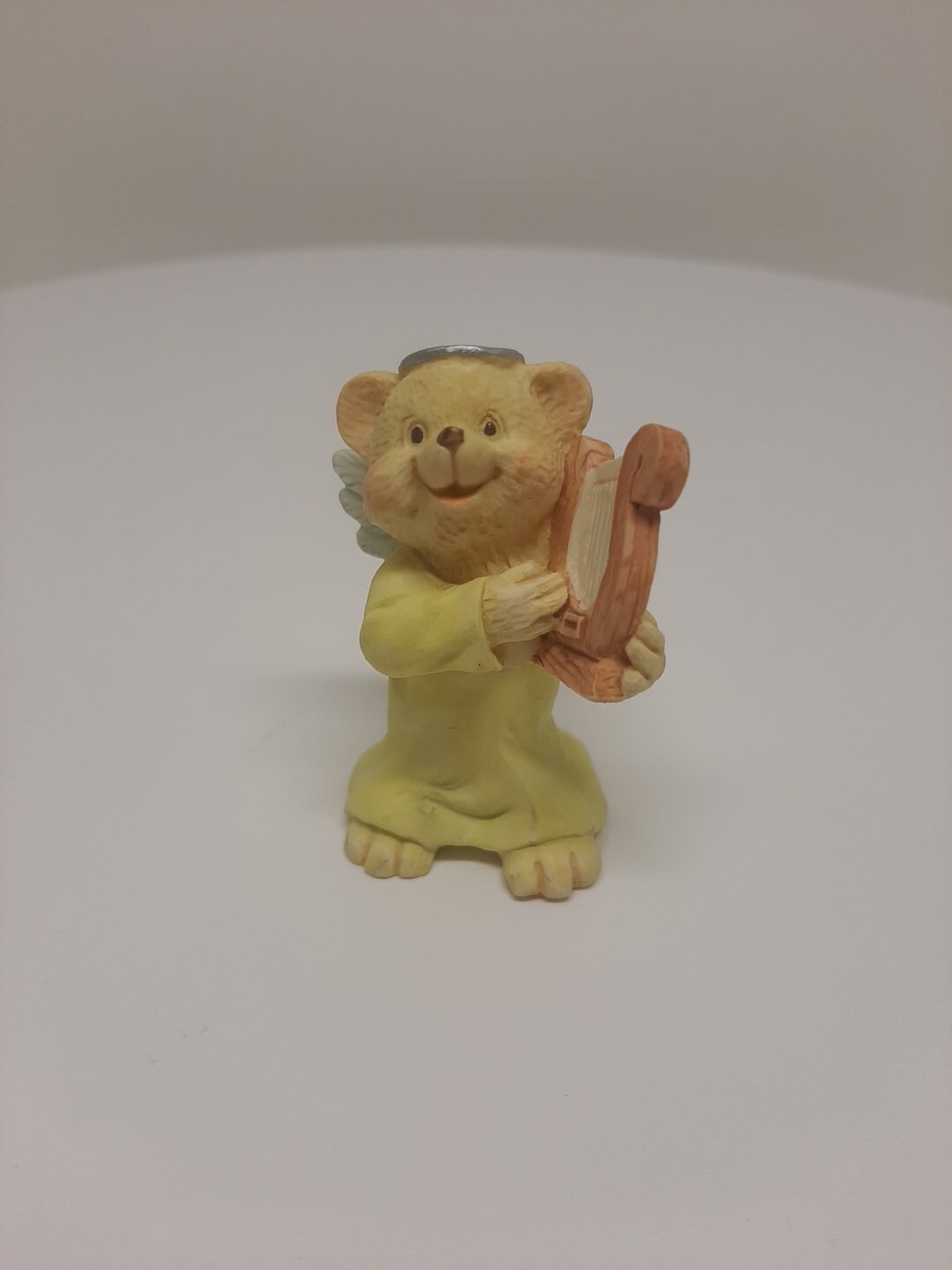 Angel Teddy Babies Vintage Harp Musical Instrument Player Yellow Gown ...