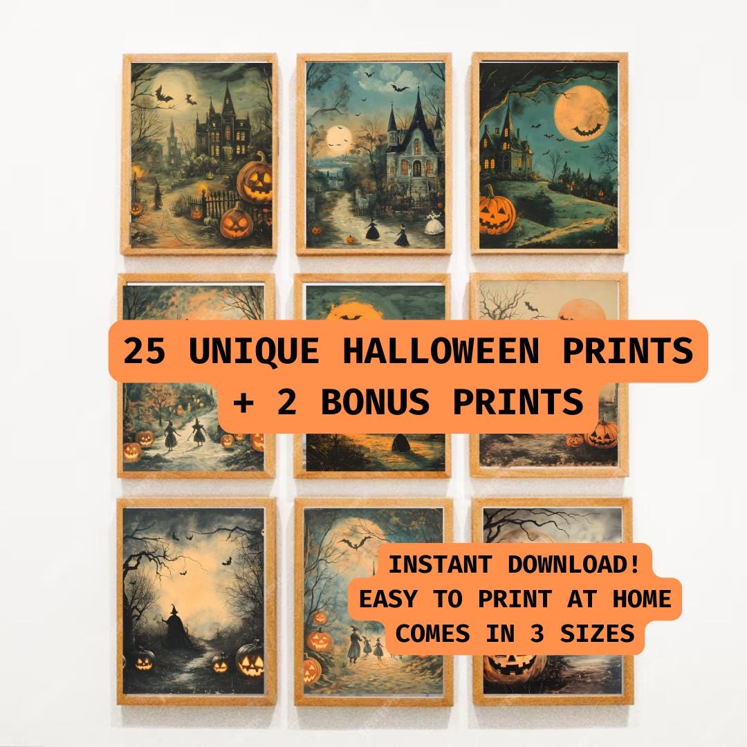 25 Printable Vintage Halloween Art for Home Printing or Professional ...